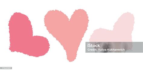 핑크 컬러 하트 세트 흰색에 고립된 파스텔 하트가 있는 그림입니다 벡터 플랫 스타일 요소 에 대 한 발렌타인 데이 장식 사랑