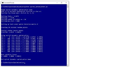 Spiraloptimizationrosenbrockdemo James D Mccaffrey