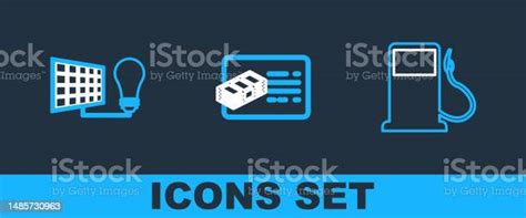 주유소 또는 주유소 태양 에너지 패널 및 전구 및 재무 문서 아이콘을 설정합니다 벡터 0명에 대한 스톡 벡터 아트 및 기타 이미지 0명 가솔린 녹색 Istock