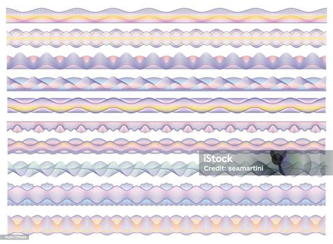 컬러 길로체 테두리 은행 돈 패턴 세트 고풍스런에 대한 스톡 벡터 아트 및 기타 이미지 고풍스런 국경 길로쉐 Istock