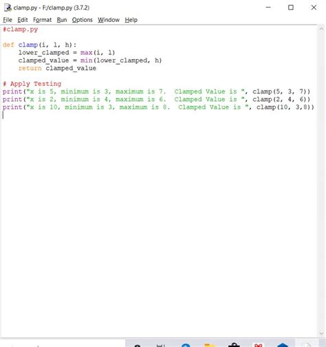 Python Code For Creating The Clamp Function If The Current Value Is