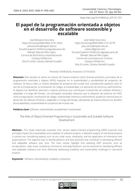 Pdf El Papel De La Programación Orientada A Objetos En El Desarrollo De Software Sostenible Y