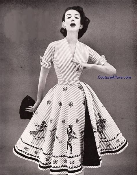 Grece Details Dress 1950s Full Skirt Vintage Fashion Dress 50