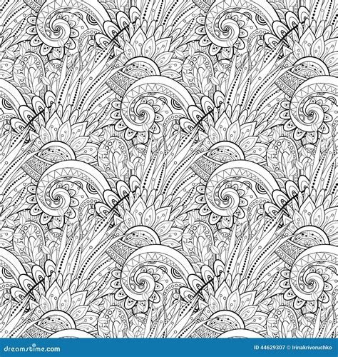 Seamless Monochrome Floral Pattern Vector Stock Vector Illustration Of Ornament Coloring