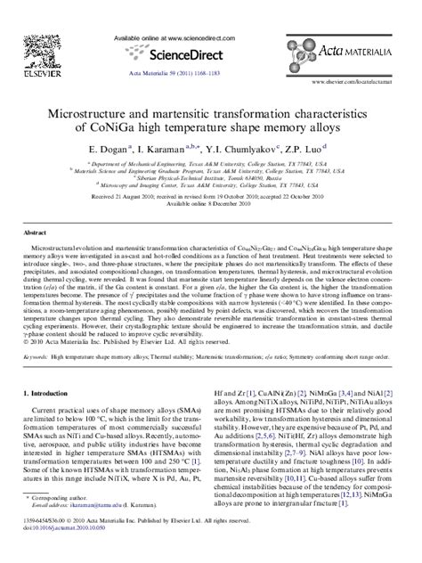 Pdf Microstructure And Martensitic Transformation Characteristics Of Coniga High Temperature