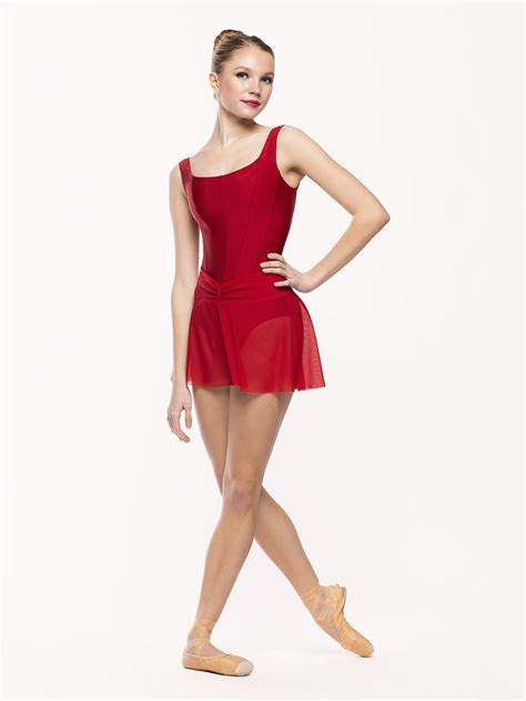 Elevé Dancewear Girls Red Leotard With Drop Waist Detail