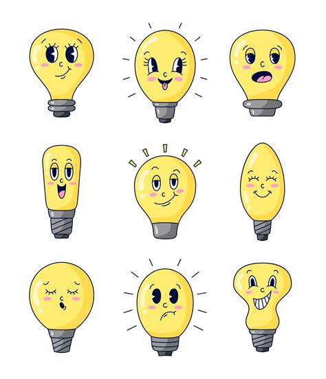 Premium Vector Cute Cartoon Characters Of Yellow Light Bulb Hand