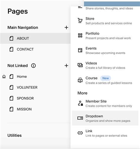 how to create a dropdown menu in squarespace
