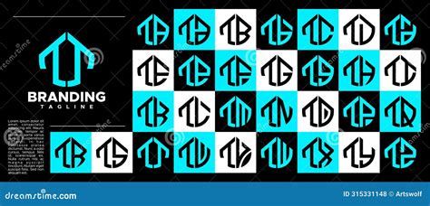 Modern Abstract Initial Letter T Tt Logo Stamp Set Stock Vector Illustration Of Company