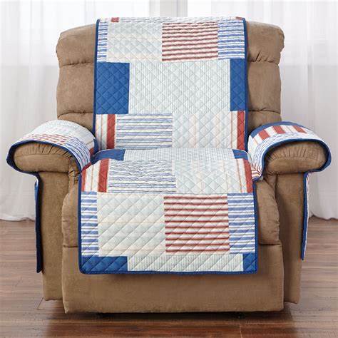 Printed Faux Patchwork Recliner Protector Plus Size Recliner Covers Brylane Home