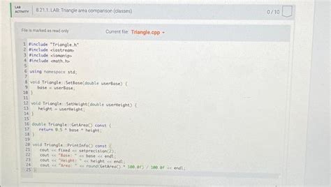 solved ola 8 21 lab triangle area comparison classes