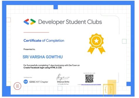 Guna Sreevarsha Gowthu On Linkedin Devtown Html Css Htmlcssjavascript Bootcamp Certified