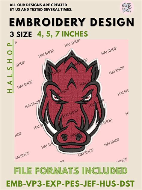 Ncaa Arkansas Razorbacks Team Embroidery Design Files College Sports