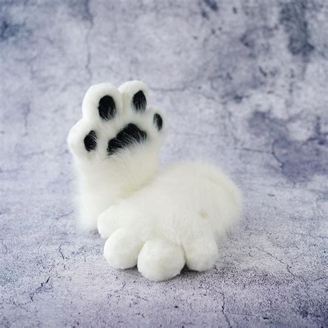 White Cat Fursuit Paws Handpaws With Squeak Soft Furry Gloves For