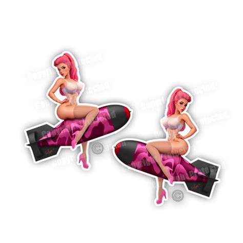 Ww2 Pin Up Nose Art Stickers Pinky Mirrored Pinup 0102 Speed Demon Wraps