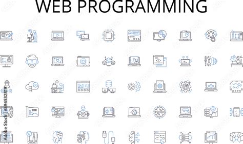 Web Programming Line Icons Collection Welcome Homepage Introduction Landing Entryway