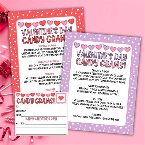Valentine Candy Gram Valentine Gram Candy Grams Candy Gram Template