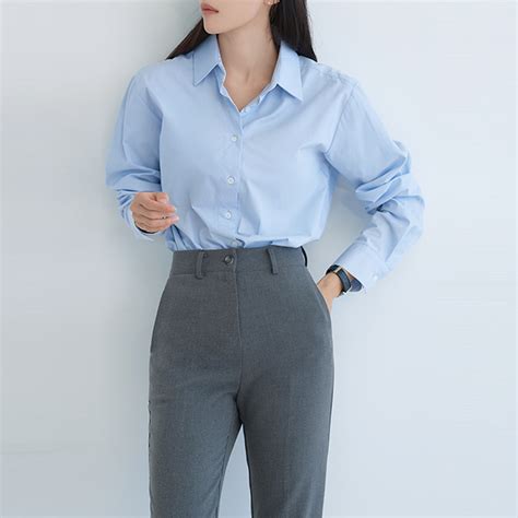 리틀마켓 Made 봄 가을 베이직 빅사이즈 파스텔 코튼 셔츠 Nd13b2 남방 긴팔 면 무지 화이트 블루 소라 베이지 면접