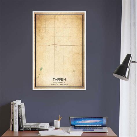 Vintage Tappen North Dakota Map Poster Tappen Nd City Road Wall Art Print Custom Maps And Posters