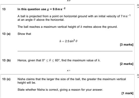 A Level Aqa Maths Pure Modelling With Trigonometric Functions In This Question Use G 98