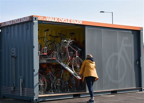 Repurposed Shipping Containers Turned Into Solar Powered Cycle Hubs