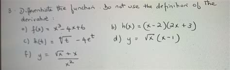 Solved VE 4et 3 Differentiate The Funchon Do Not Use The Chegg Com