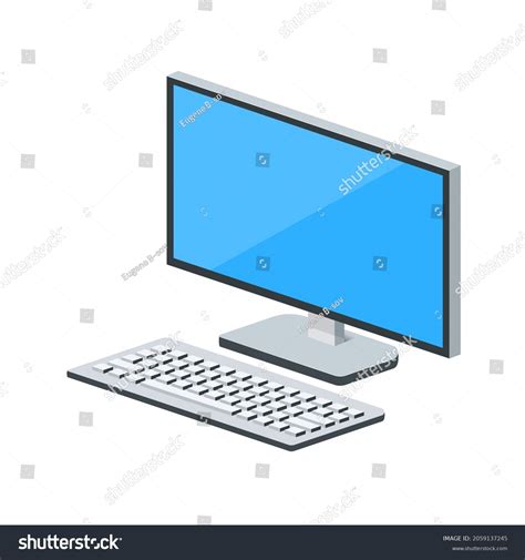 Volumetric Personal Computer System Unit Monitor Stock Vector Royalty