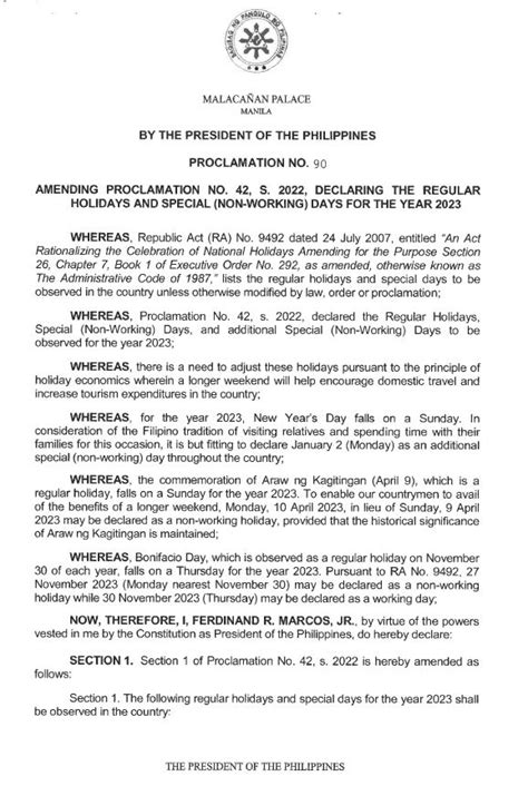 Proclamation No 90 Amending Proclamation No 42 S 2022 Declaring