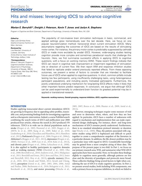 Pdf Hits And Misses Leveraging Tdcs To Advance Cognitive Research