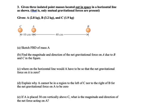 Solved Given Three Isolated Point Masses Located Out In Chegg