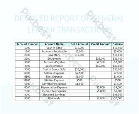Comprehensive Overview Of General Ledger Transactions Excel Template Free Download Pikbest