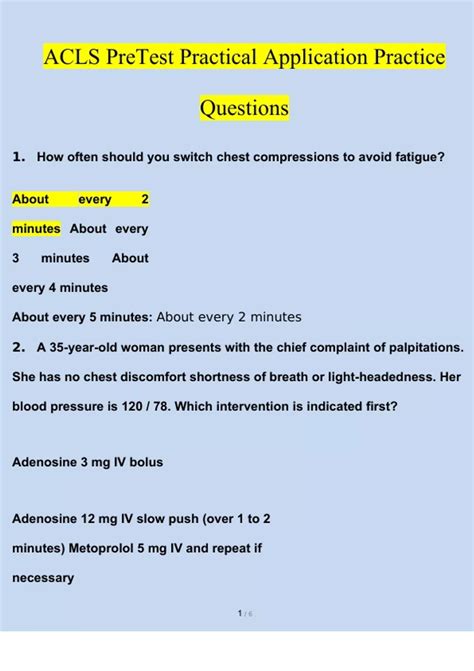 ACLS Test Exam BUNDLED ALL ACLS Pretest ACLS Pharmacology ACLS Pretest