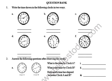 Cbse Class 3 Maths Time Question Bank