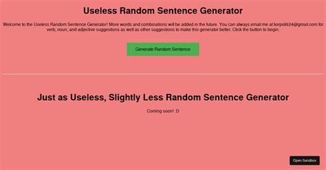 Random Sentence Generator Codesandbox