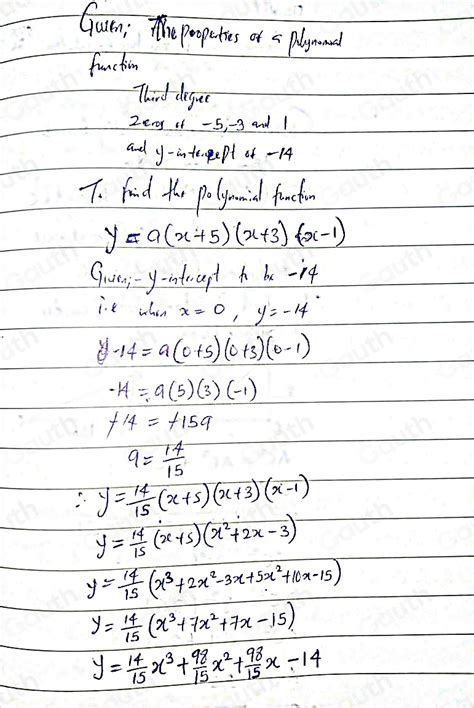 solved construct a polynomial function with the stated properties