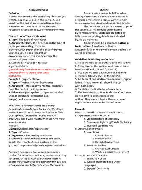 Thesis Statement Pdf Sentence Linguistics Thesis