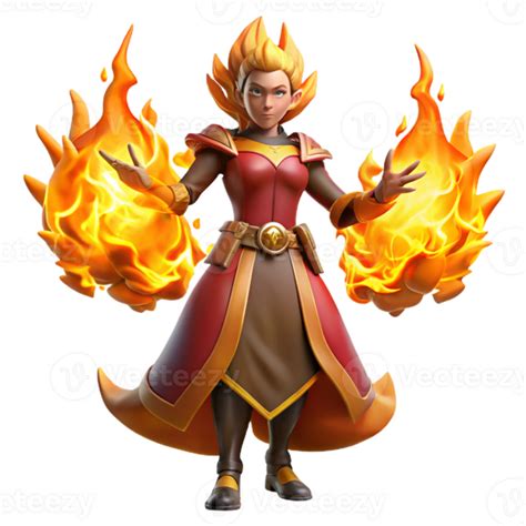Elegant Rustic Fiery Mage 3d Render Detailed 56758592 Png