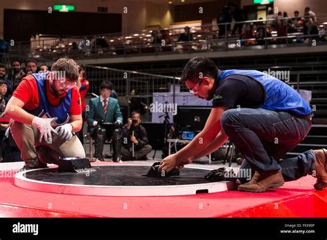 Robot Operators Compete At The International Robot Sumo Tournament In The Ryogoku Sumo