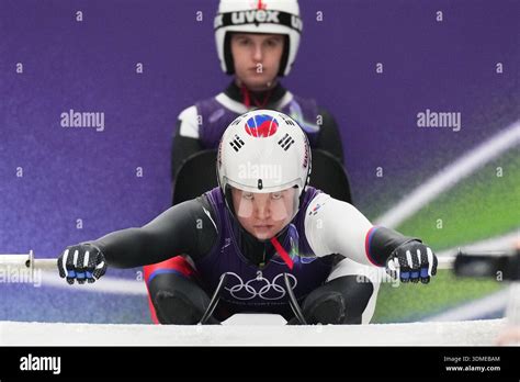 South Koreas Jung Hyesun Starts For A Womens Luge Training Session At
