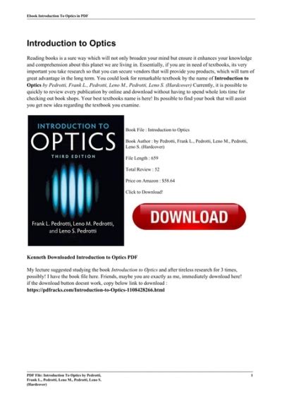 PDF Introduction To Optics Rd Edition