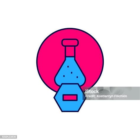 흰색 배경에 격리 된 윤곽 선명 한 테스트 튜브 및 플라스크 화학 실험실 테스트 아이콘 실험실 유리 제품 기호 벡터 가득 찬에