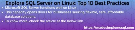 Explore Sql Server On Linux Top 10 Best Practices Madesimplemssql