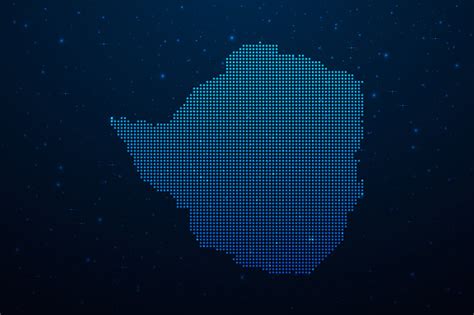 짐바브웨 미래 지향적 인 스타일의 점도지도 별 선 점으로 만든 빛나는 윤곽선 통신 진한 파란색 배경에 인터넷 기술 개념 짐바브웨에 대한 스톡 벡터 아트 및 기타 이미지