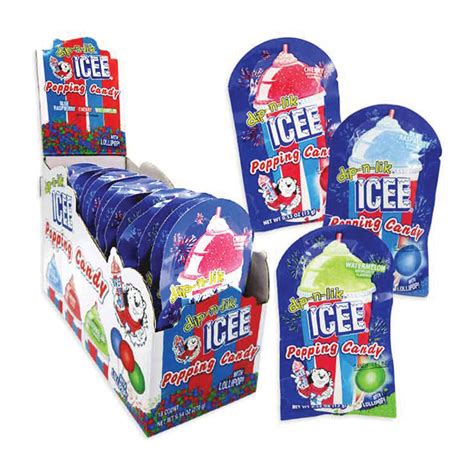 Icee Popping Candy Lollipop Assorted Flavors In Display 0 53oz Uncle Joes Candy