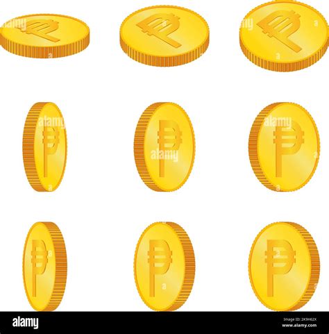Peso 3d Isometric Physical Coins Currency Golden Coins With Peso