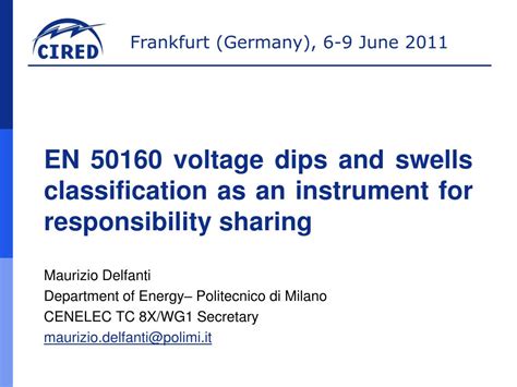 Ppt En 50160 Voltage Dips And Swells Classification As An Instrument For Responsibility