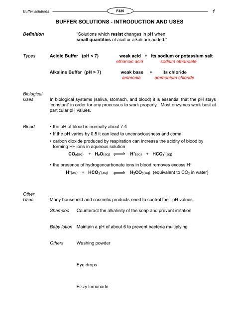 Buffer Solutions Introduction And Uses Knockhardy