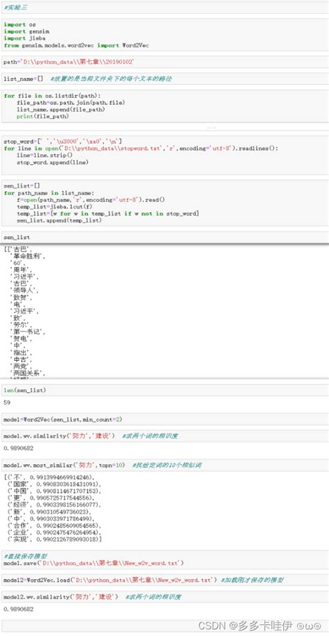实验三：中文语料词向量的构建及相似度的计算 Csdn博客