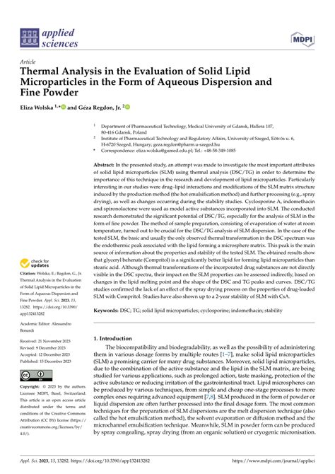 Pdf Thermal Analysis In The Evaluation Of Solid Lipid Microparticles