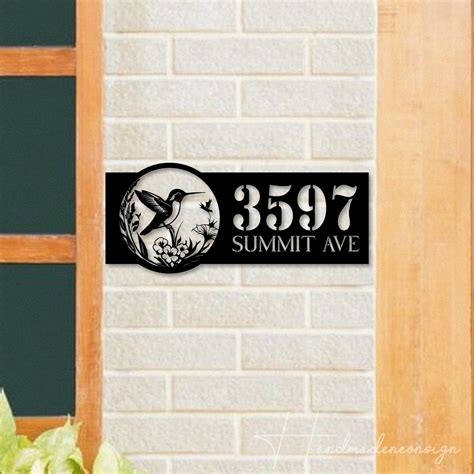 Personalized Hummingbird Home Number Metal Sign Hummingbird Number